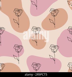 One line hand drawn rose. Long stem rose. Single line flower vector ...