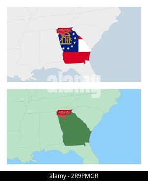 Map of Georgia with pin of country capital. Georgia Map with ...