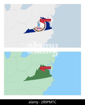Map of Virginia with pin of country capital. Virginia Map with ...
