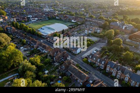 Drone aerial scenery of Canterbury city in Kent United Kingdom. Top ...