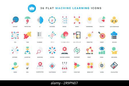 classification of machine learning color icon vector illustration Stock ...