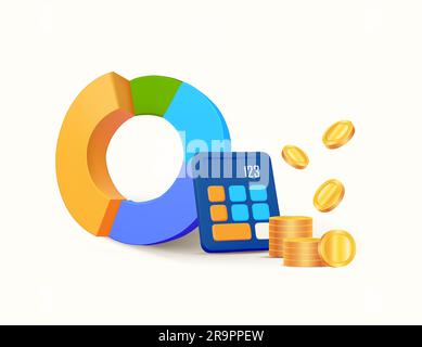 3d donut chart, wheel or pie chart, isolated on white background ...