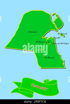 Green Kuwait map Stock Photo - Alamy