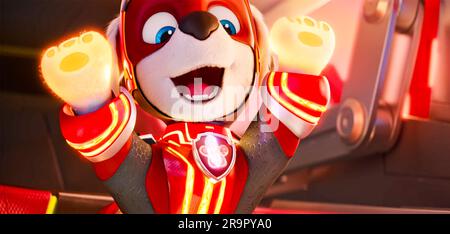 PAW PATROL: THE MIGHTY MOVIE, from left: Rocky (voice: Callum Shoniker ...