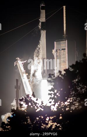 NASA/SpaceX CRS-27 Liftoff. A SpaceX Falcon 9 rocket soars upward after its liftoff from Launch ...