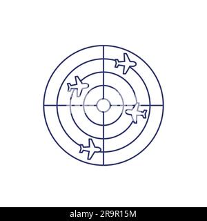 Air control radar screen with airplanes and world map. Vector HUD ui of air traffic control ...