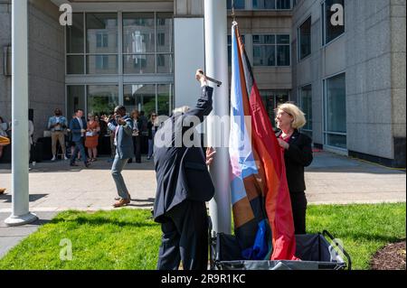 Pam Melroy participated in NASA Headquarters’ Pride Progress Flag ...