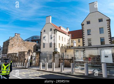 Police security at Queensberry House, Queen Elizabeth coffin procession ...
