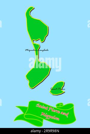Saint Pierre and Miquelon, political map. Archipelago and self ...