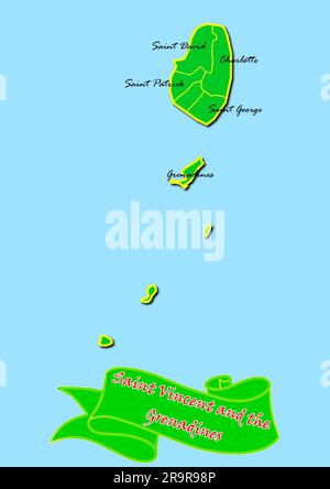 Saint Vincent and the Grenadines political map with capital Kingstown ...