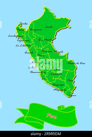 There is a global map of world, Peru Stock Photo - Alamy