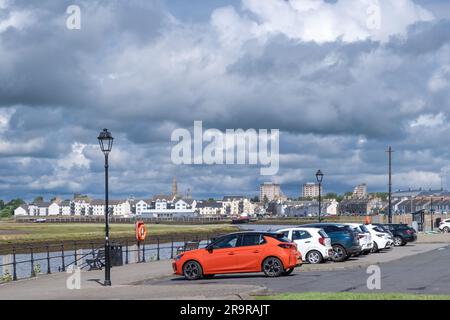 Irvine, Scotland, UK-June 28, 2023: Harbour street Irvine and the ...