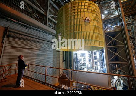 NASA technicians moved the Core Stage 3 intertank of the Space Launch ...
