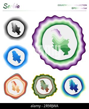 Serbia badge. Bright gradient logo of country in low poly style ...