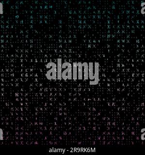 Abstract blue matrix symbols, digital binary code on dark, technology ...