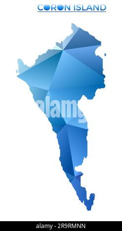 Map of Coron Island. Low poly illustration of the island. Geometric ...