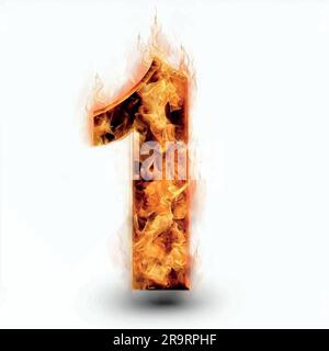 Number 1 fire. Flames Font one. Tattoo alphabet character. fiery sign ...