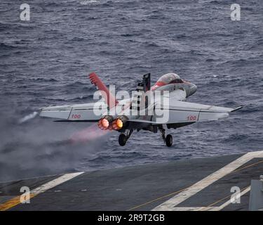 230627-N-MH015-1165 PACIFIC OCEAN (June 27, 2023) An F/A-18F Super Hornet from the “Fighting ...
