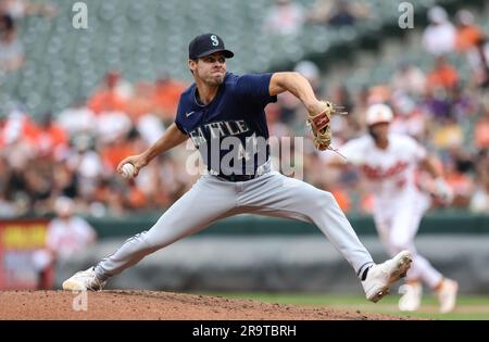 Seattle Mariners pitcher Matt Brash pitches during the seventh inning ...