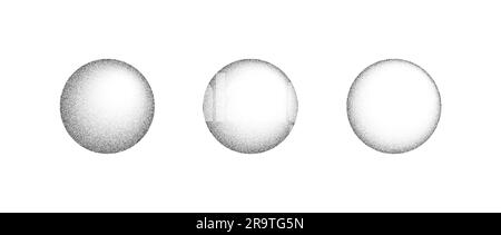 Textured gradient spheres set. Dotted circles collection. Stippled ...