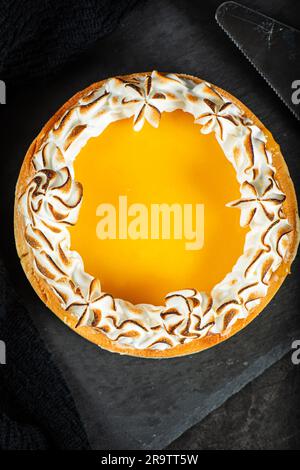 Lemon Meringue Pie made with shortcrust pastry, lemon curd, and torched ...