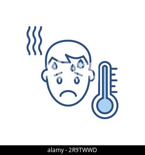 High body temperature related vector icon. Man head and high ...