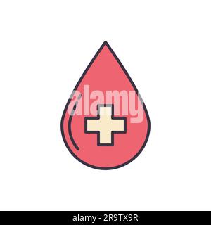 Blood Donation related vector line icon. Blood drop. Isolated on white ...