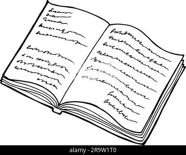 Line drawing diary notebook. Writing draft business concept. Modern one ...