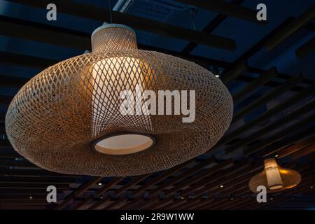 woven lamp, bulb decorative in home, modern furniture Stock Photo - Alamy