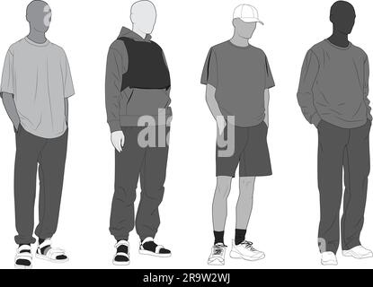 Figures of Streetwear Men Fashion Design Vector Stock Vector Image ...
