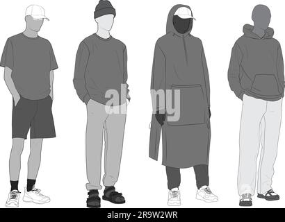 Figures of Streetwear Men Fashion Design Vector Stock Vector Image ...
