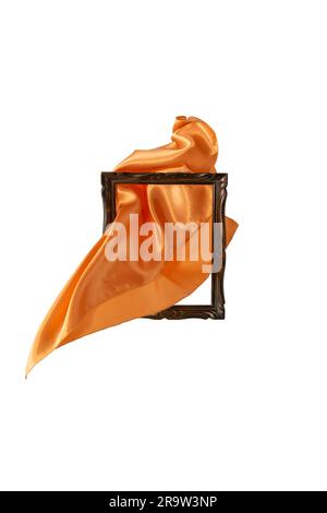 silky fabric unveiling an levitating wooden frame, with 2024 new year ...