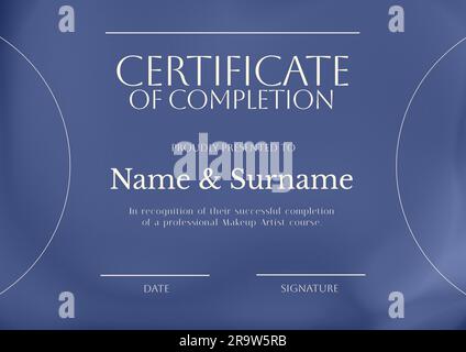 Composition of certificate of completion text with copy space on out of ...