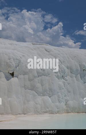 Pamukkale, Türkiye. Limestone deposits formed on the slope of Mount ...