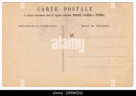 Vintage postcard reverse side with weathered edges on white background ...