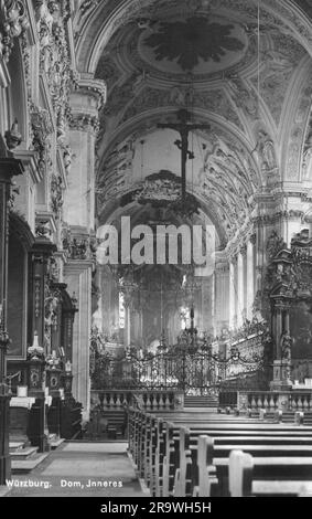 Interior view of the central nave, aisle section with soaring, gold ...