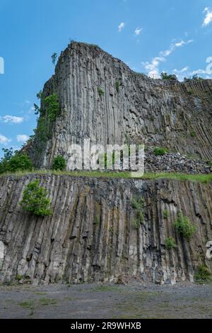Hegyestu geological basalt cliff in Kali basin hungary near Koveskal ...