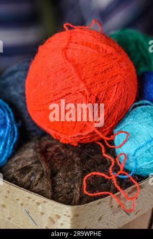Detail of colorful balls of wool Stock Photo - Alamy