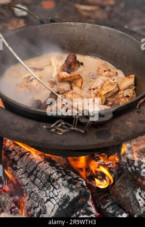 delicious pork meat and organs traditionally cooked in the cauldron ...