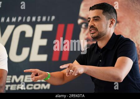 Manager Adam Morallee during a press conference at TalkSport Studios ...