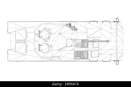 Wireframe Armored troop carrier. Military machinery drawing vector ...