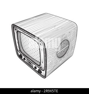 Retro wireframe Vector Television, TV vector Illustration. Vector hand ...