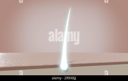 Glowing single hair follicle - regeneration concept - 3D illustration ...