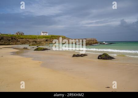 Looking across the beach at Port of Ness Isle of Lewis, Scotland Stock ...