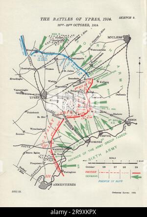 Battle of Ypres 1914. 20th October 1914. First World War. 1933 old ...