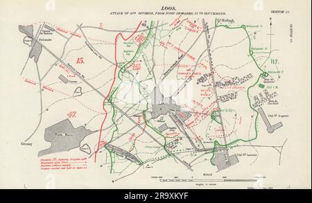 Battle of Loos, 15th Division attack, Zero-Noon 25th Sept 1915 Trenches ...