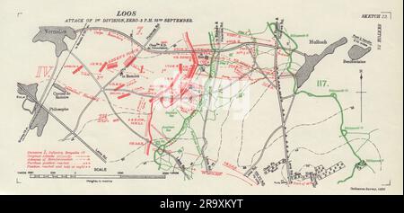 Battle of Loos, 25th Sept 1915 at Zero, 6:30am. WW1. Trenches 1928 old ...