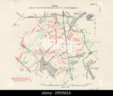 Battle of Loos 21/24 Divisions attack to 11:30am 26 Sept 1915. Trenches ...