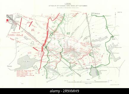 Battle of Loos, 25th Sept 1915 at Zero, 6:30am. WW1. Trenches 1928 old ...