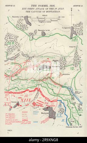 Somme, 1916. X Corps attack, 1st July. Thiepval. WW1. Trenches 1932 old ...